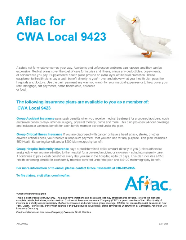 AFLAC update for 2022 | CWA Local 9423